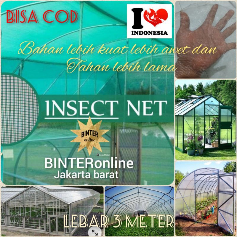 Jual insect net kasa hijau putih lebar 3 meter | Shopee Indonesia