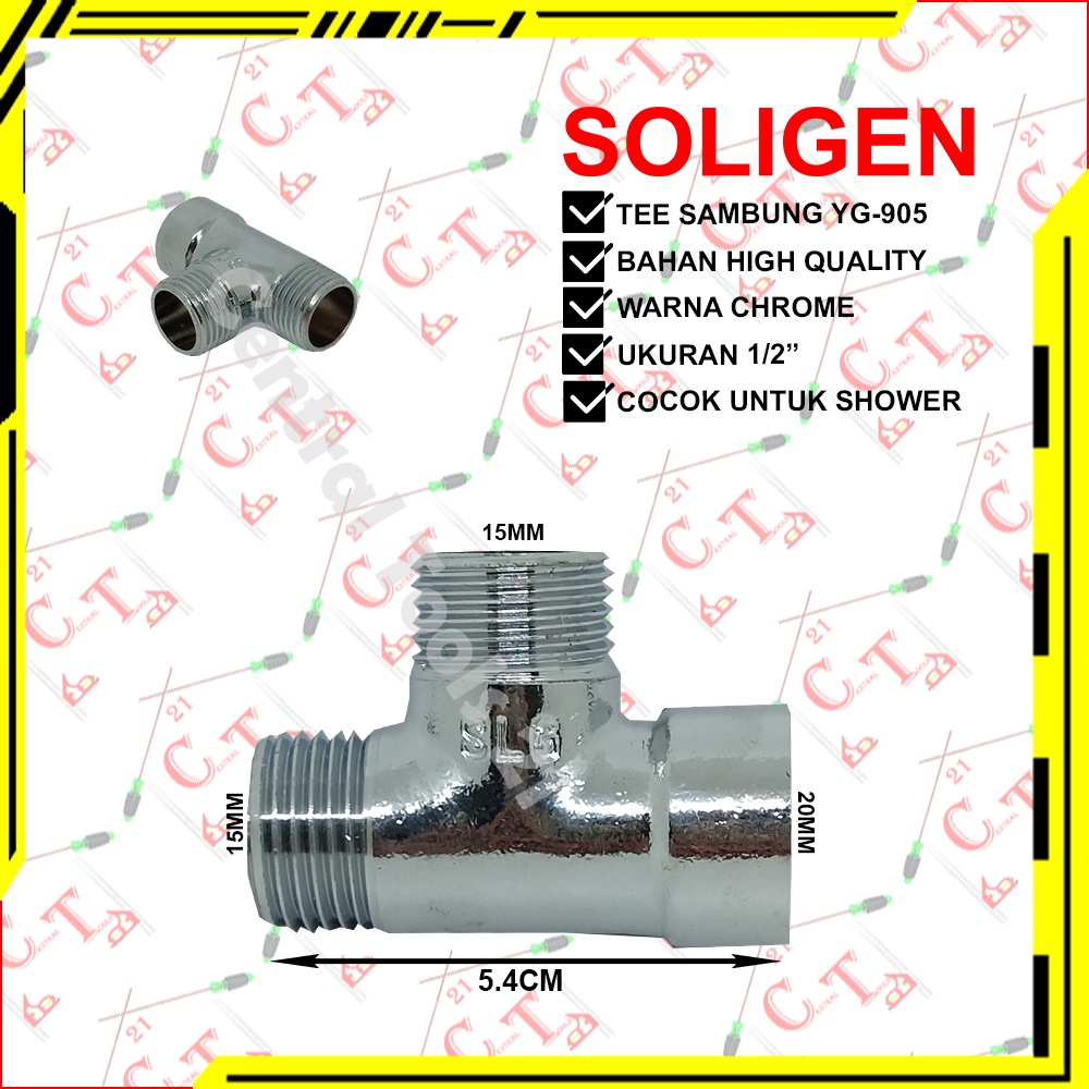 Jual Tee Sambung Kran Shower Tee Drat Dalam Nekel Nikel Chrome T ...