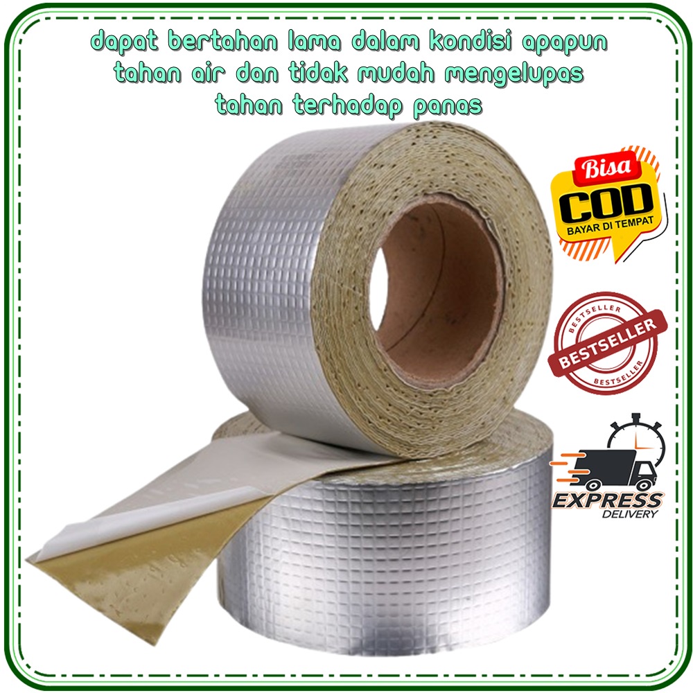 Jual Lakban Anti Bocor Aluminium Foil Tape Waterproof Lem Tahan Panas Butyl / Aluminium Foil ...
