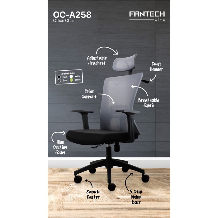 Jual Fantech Oca258 / Oc-A258 Kursi Kerja Kantor Premiun Office Chair ...