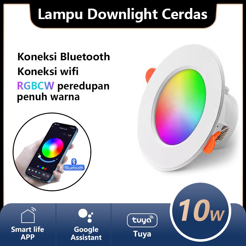 Jual Tuya Lampu Smart Downlight Bluetooth Support Wifi with Tuya 10w RGB+WH+W | Shopee Indonesia