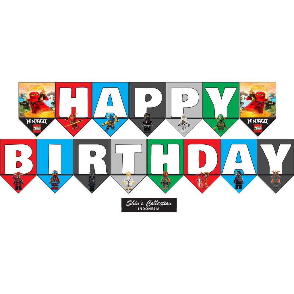 Jual Banner bunting flag garland happy birthday ulangtahun Lego Ninjago ...