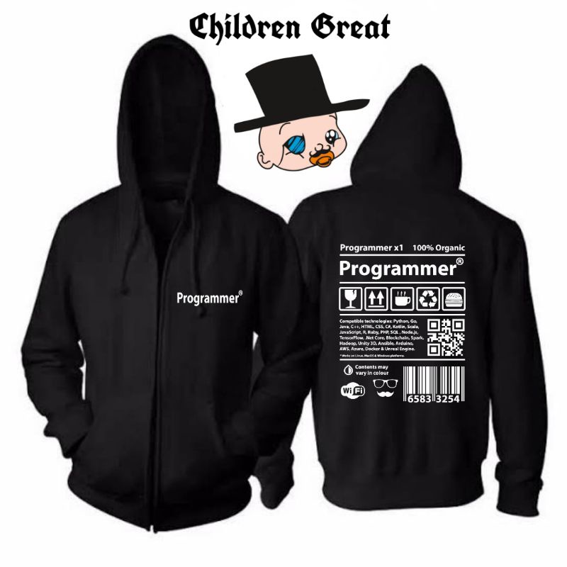 Jual Jaket Hoodie PROGRAMMER zipper resleting jacket distro katun baby ...