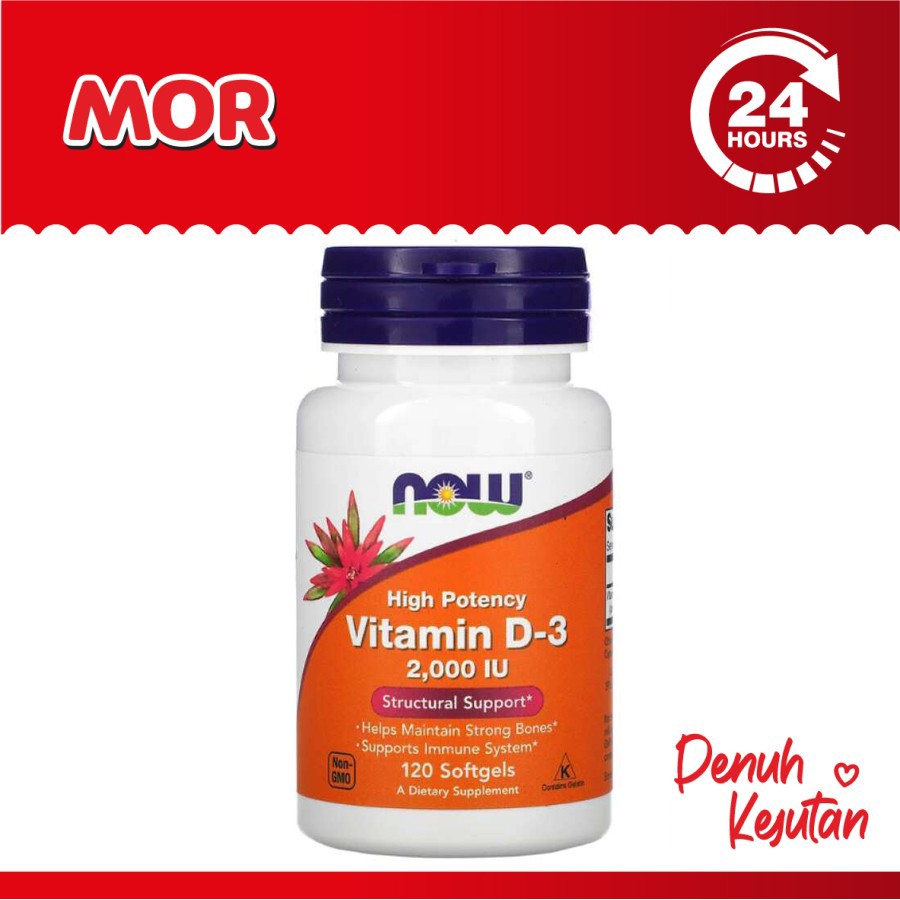 Jual NOW Vitamin D3 2000 IU Softgels 120 s | Shopee Indonesia