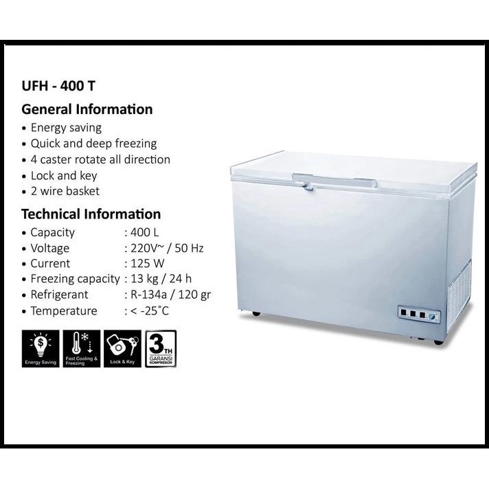 Jual Maspion 400L Chest Freezer UFH400T | Shopee Indonesia