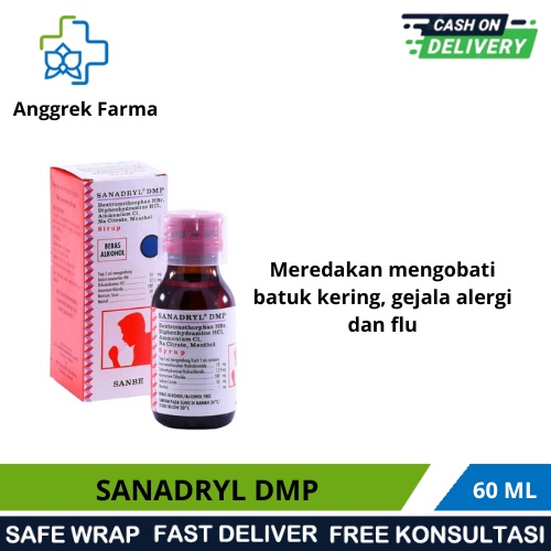 Jual SANADRYL DMP 60 ML/OBAT BATUK KERING DEWASA/OBAT BATUK DEWASA ...