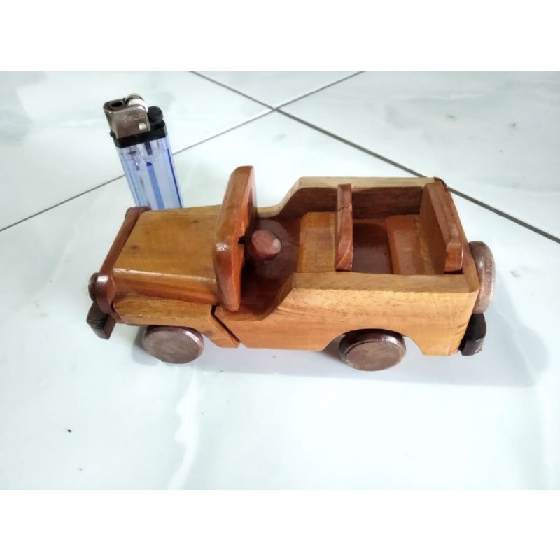 Jual MINIATUR MOBIL KAYU JEEP WILLYS UK BESAR | Shopee Indonesia
