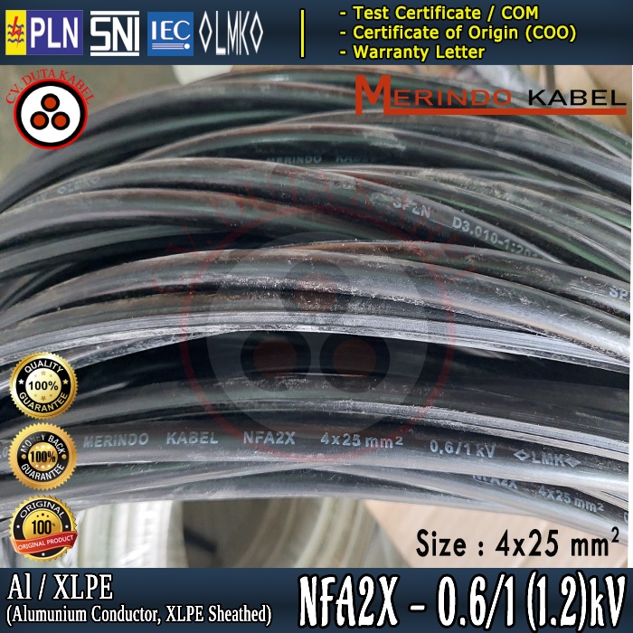 Jual Kabel NFA2X 4x25 mm2 MERINDO /Twisted Cable/Kabel Udara/Kabel TC ...