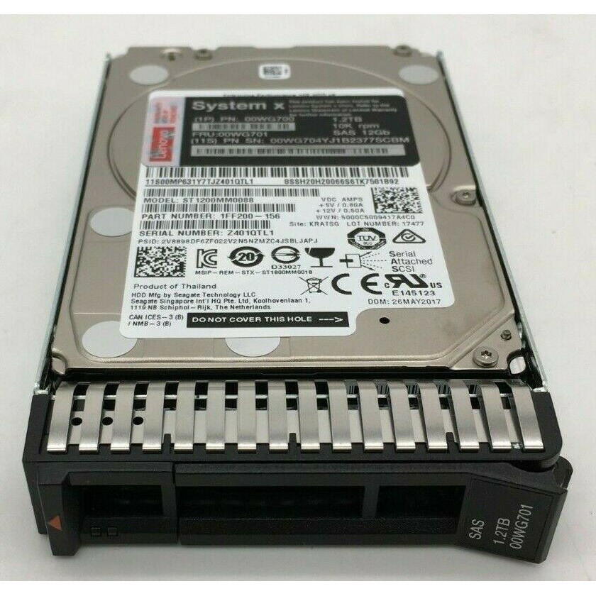 Jual LENOVO 1.2TB SAS 12G 10K RPM 2.5 INCH G3HS PN 00WG700 FRU 00WG701 ...