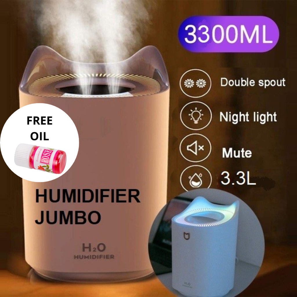 Jual Humidifier Jumbo 3300ml H2o Humidifier Double Spray Aromatherapy ...