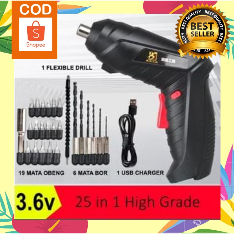 Jual Mesin Bor Mini Portable 3.6v Recharge 25 in 1 Cordless Impact ...
