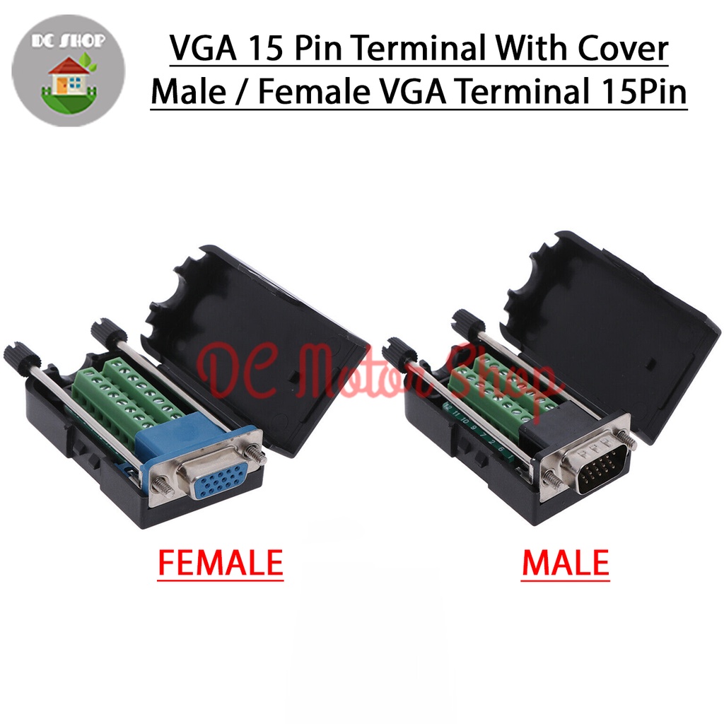 Jual VGA 15 Pin Terminal With Cover Male / Female / VGA Terminal 15Pin ...