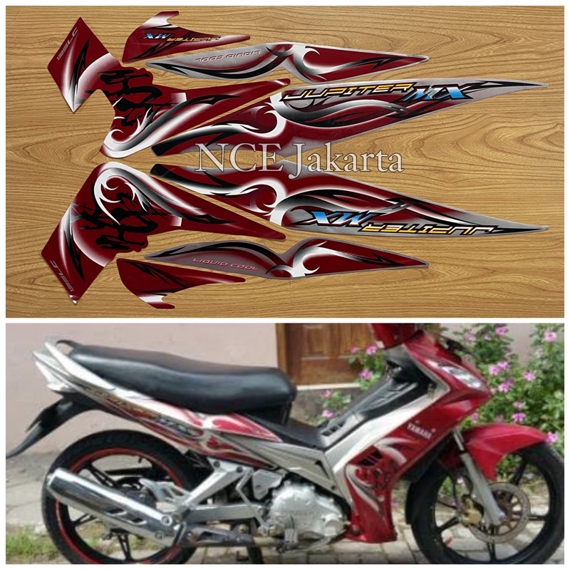 Jual STIKER STRIPING MOTOR JUPITER MX 2008 MERAH SILVER | Shopee Indonesia
