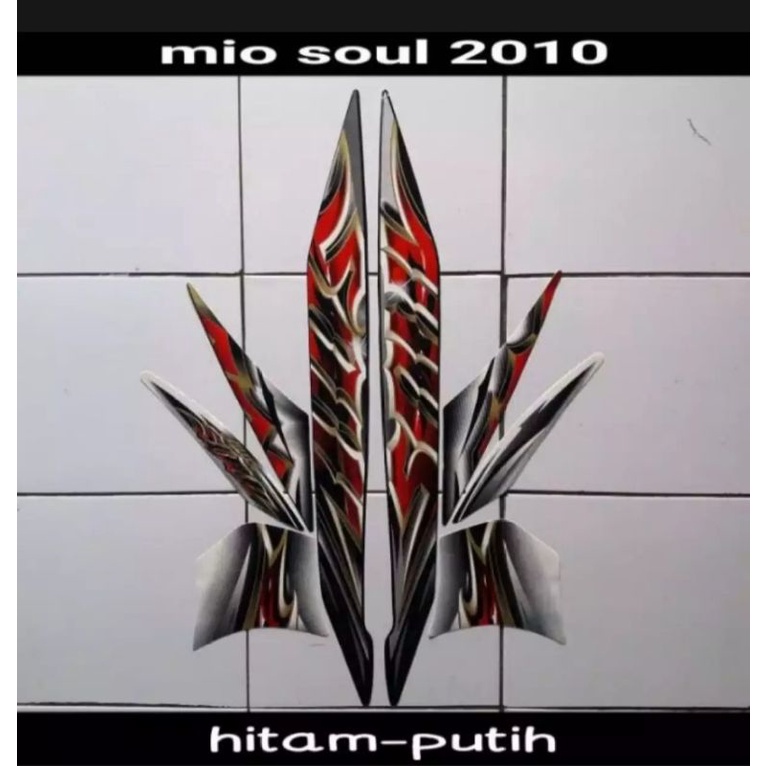 Jual STIKER STRIPING LES LIS BODI MOTOR MIO SOUL KARBU 2010 WARNA HITAM ...