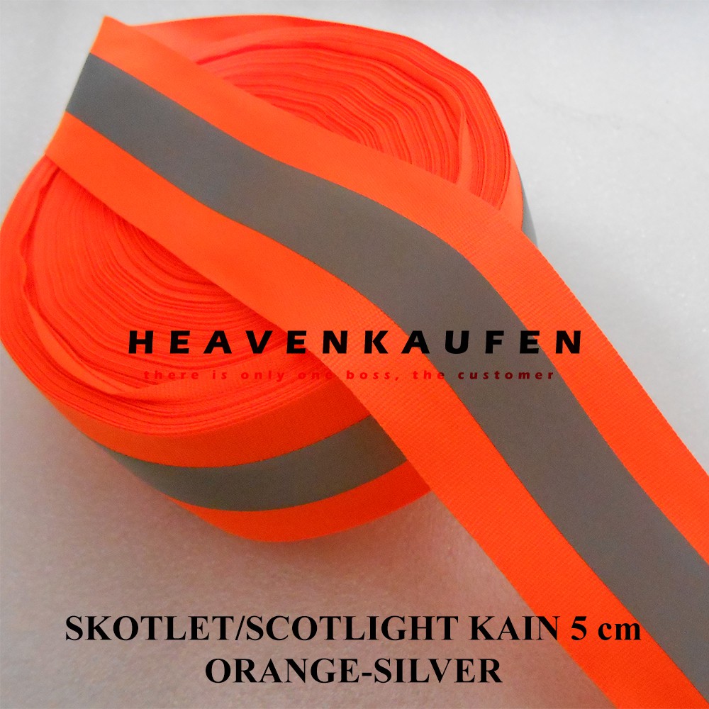 Jual Pita Skotlet Scotlight Reflective Kain Lebar 5 cm Orange - Silver ...