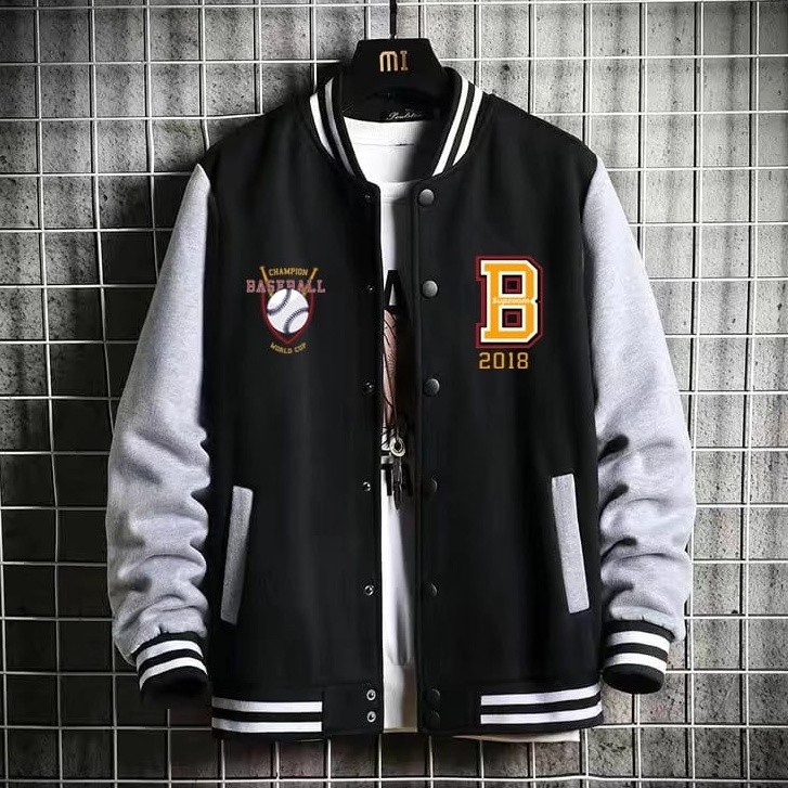 Jual OS - Basboll B Baseball Jacket Varsity Premium Outerwear Bomber ...
