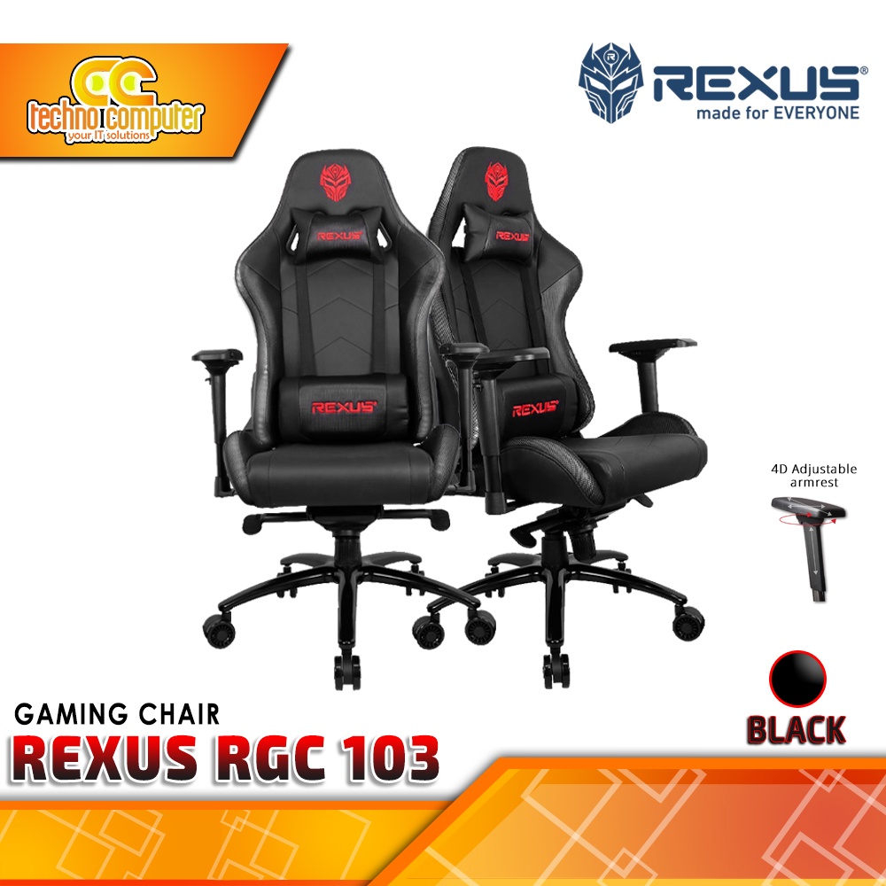 Jual KURSI GAMING REXUS RGC-103 BLACK - 4D Armrest / Rexus Gaming Chair ...