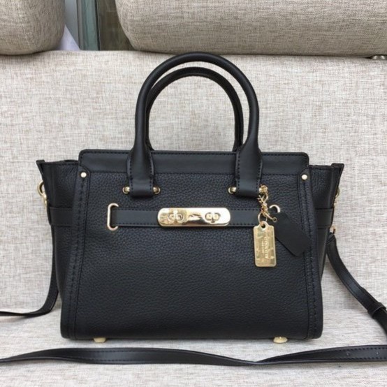 Jual Coach Shoulder Bag Swagger 27 In Pebbled Leather Black Original ...