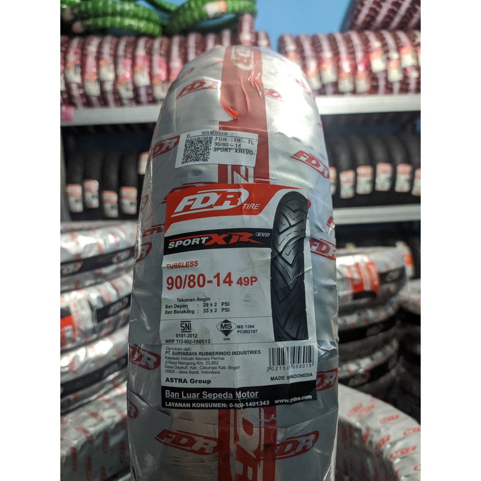 Jual BAN FDR TUBELESS (TL) SPORT XR EVO 90/80 14 BAN MOTOR RING 14 ...