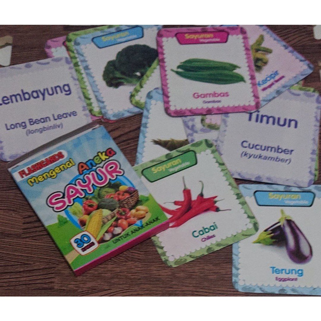Jual Sinduraya Mainan Kartu Flash Card Flashcard Anak Edukasi Tema Mengenal Aneka Sayur | Shopee ...