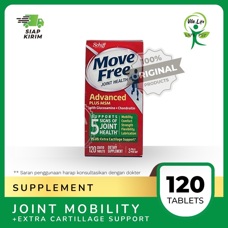 Jual SCHIFF MOVE FREE ADVANCED SUPPORTS 5 SIGNS OF JOINT HEALTH - 120 ...