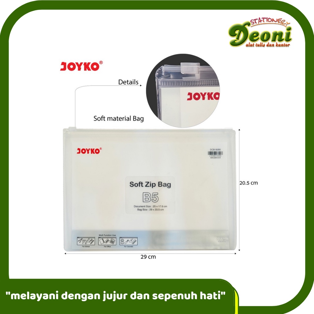 Jual JOYKO DCB-50B5 Document Soft Zip Bag Tas Dokumen B5 | Shopee Indonesia