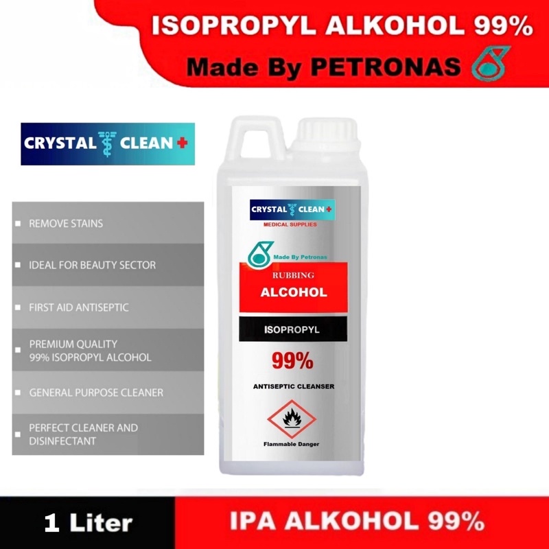 Jual CAIRAN ALKOHOL MEDIS ISOPROPYL IPA 99% BY PETRONAS 1 Liter | Shopee Indonesia