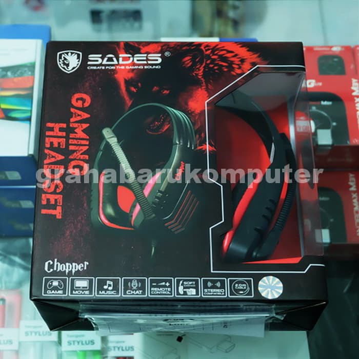 Jual Termurah Sades Chopper Red SA-711 Stereo Gaming Headset Merah ...