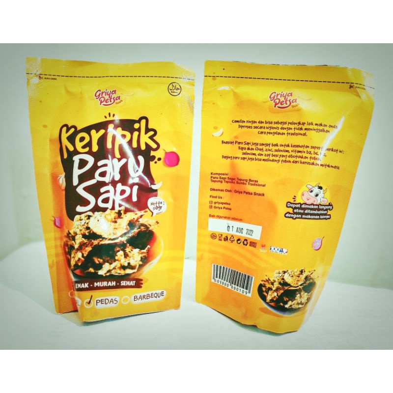 Jual KERIPIK PARU SAPI 3 RASA - MAKANAN CAMILAN CEMILAN SNACK KRIPIK ...