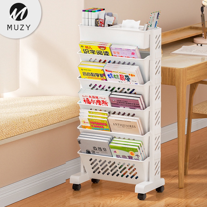 Jual MUZY Rak Buku Roda Rak Serbaguna Rak Penyimpanan Buku Portable Rak ...