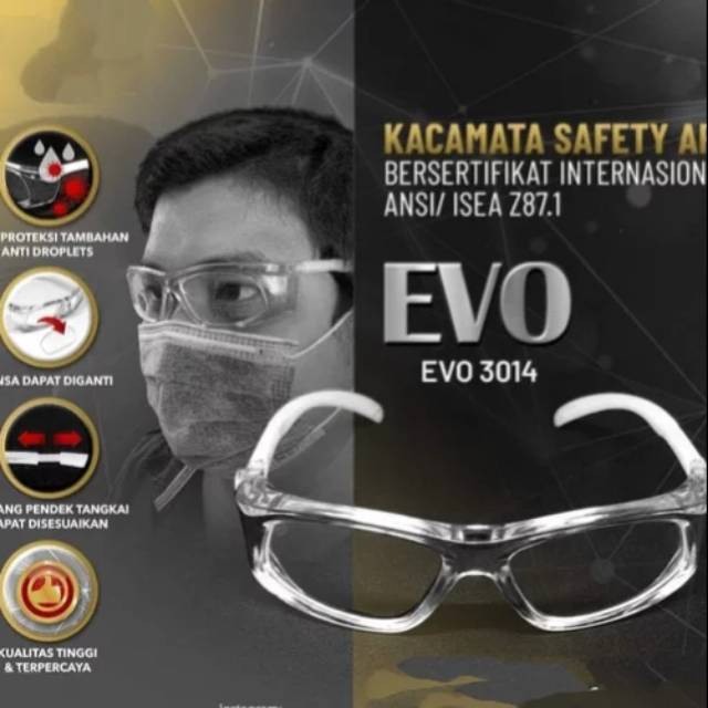 Jual kacamata safety pelindung mata FREE LENSA KRIPTOK | Shopee Indonesia