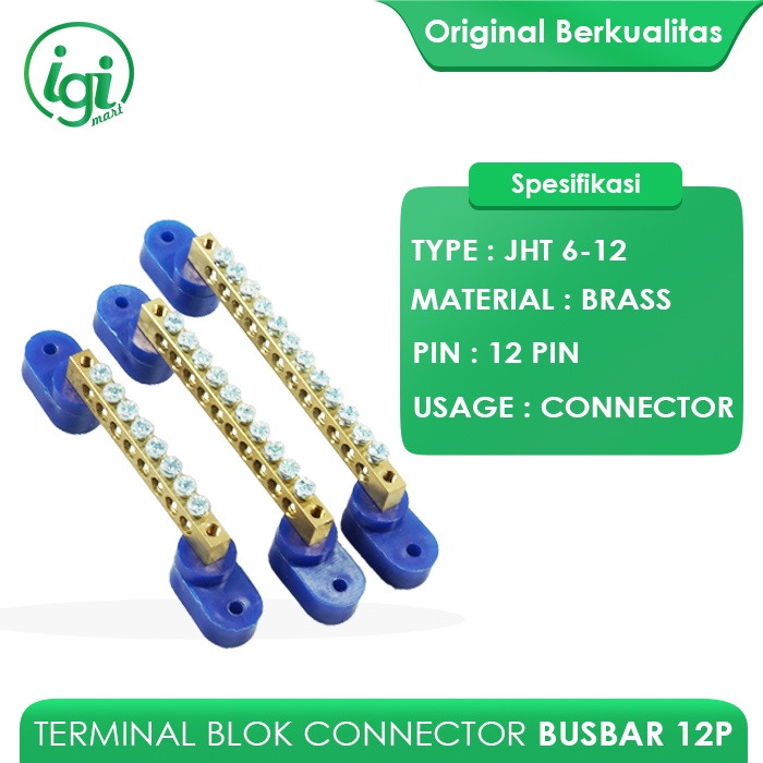 Jual BUSBAR 12 BAUT TERMINAL BLOK BAR GROUND / ISOLATOR CONNECTOR 12 ...