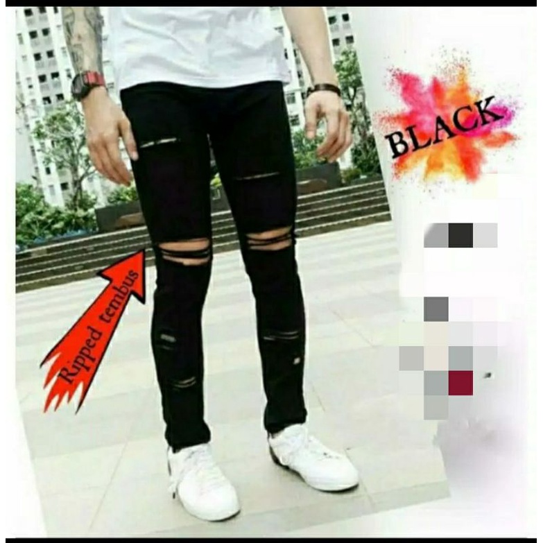 Jual CELANA SOBEK PRIA RIPPED JEANS ROBEK SLIMFIT PENSIL SKINNY STRETCH ...