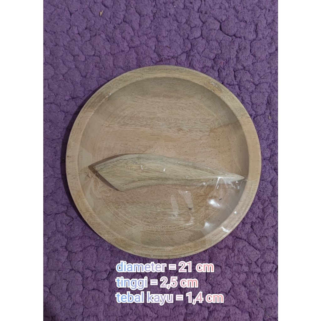 Jual Piring cobek kayu dengan ulekan / Piring kayu SET dgn ulekan kayu ...