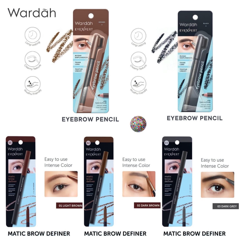 Jual WARDAH Eyexpert Eyebrow Pencil & Matic Bro Definer / Pensil Alis ...