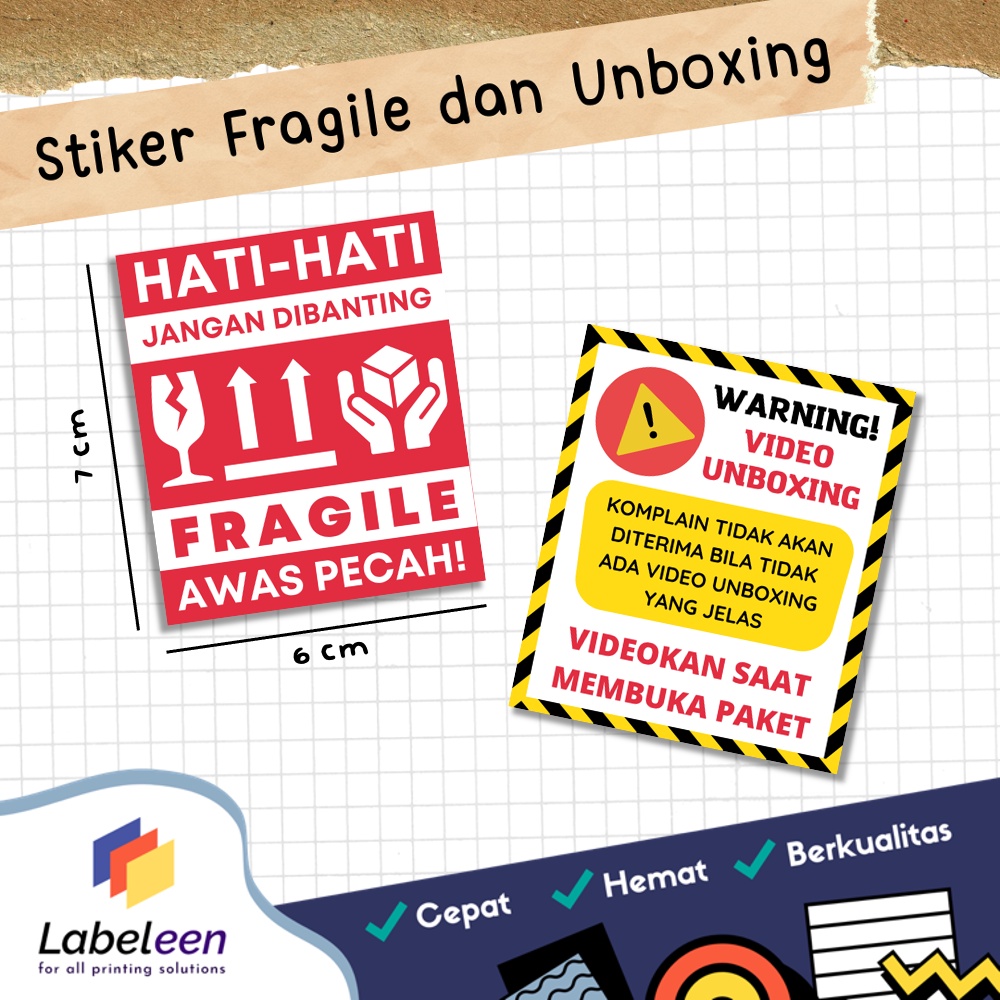 Jual STICKER FRAGILE, UNBOXING / STIKER PERINGATAN PECAH BELAH / STIKER ...