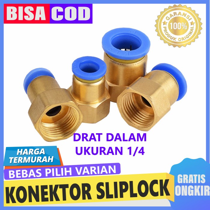 Jual Konektor sliplock Female Pneumatic sliplock - Drat dalam 1/4 ...