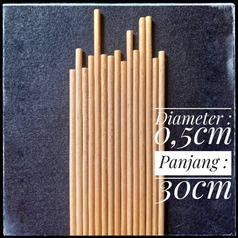 Jual Stick Kayu Bulat / Kayu Dowel Diameter 0,5cm Panjang 30cm Kayu ...