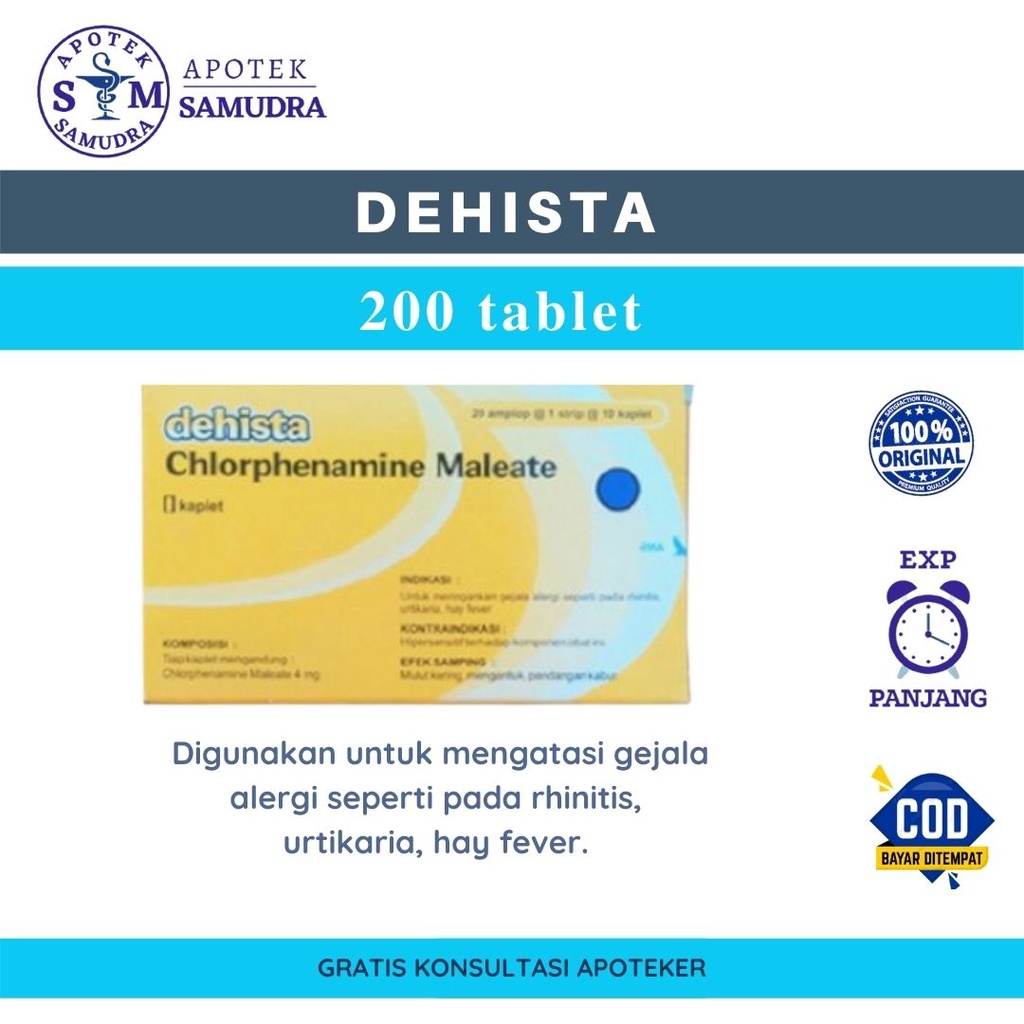 Jual DEHISTA 4 MG Kaplet - Box isi 200 Kaplet (untuk alergi) - obat ...