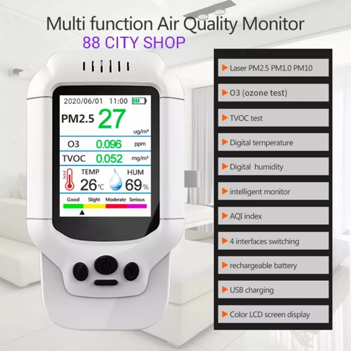 Jual Ozone Gas Detector O3 Temp Hum Monitor Detektor Meter | Shopee ...