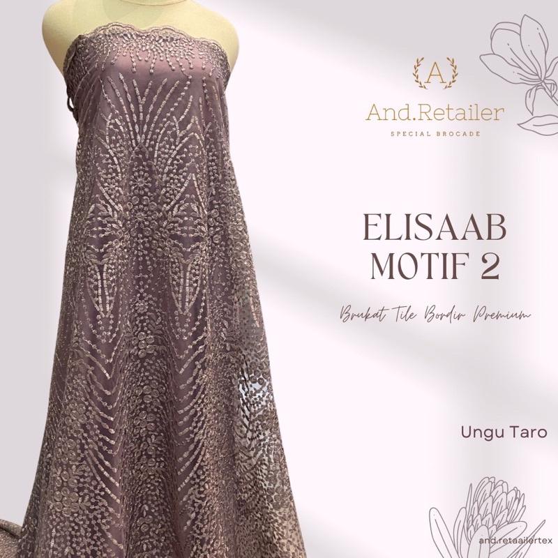 Jual Bahan Kain Kebaya Brokat Tile Bordir Elie Saab Warna Taro | Shopee ...