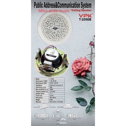 Jual speaker ceiling plafon speaker ceiling vpk t106gb 5" inch 6 watt ...