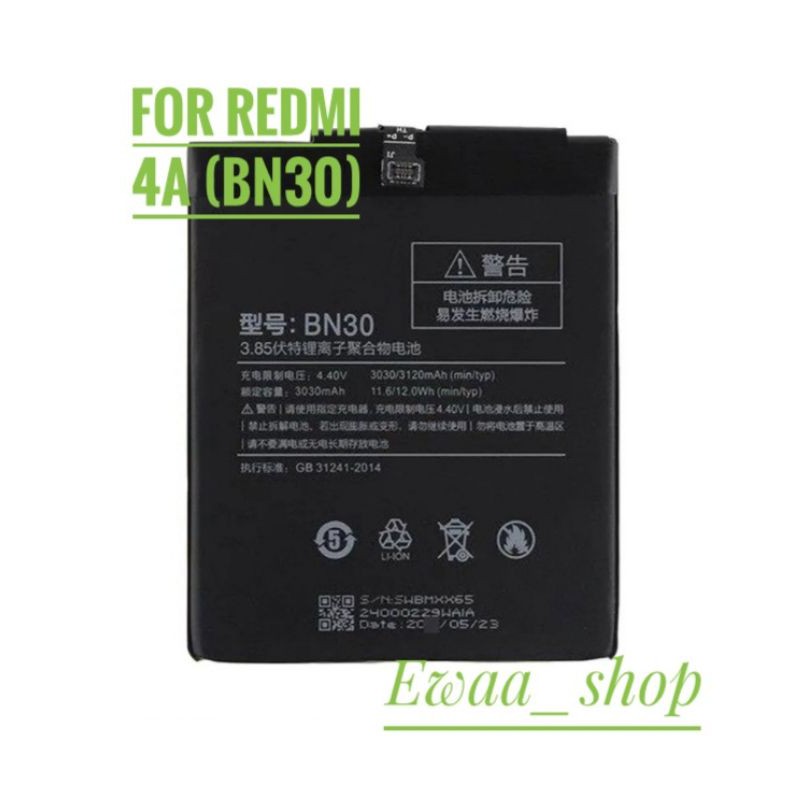 Jual BATTERY BATERAI BATRE XIAOMI REDMI 4A ORIGINAL (BN30) | Shopee Indonesia