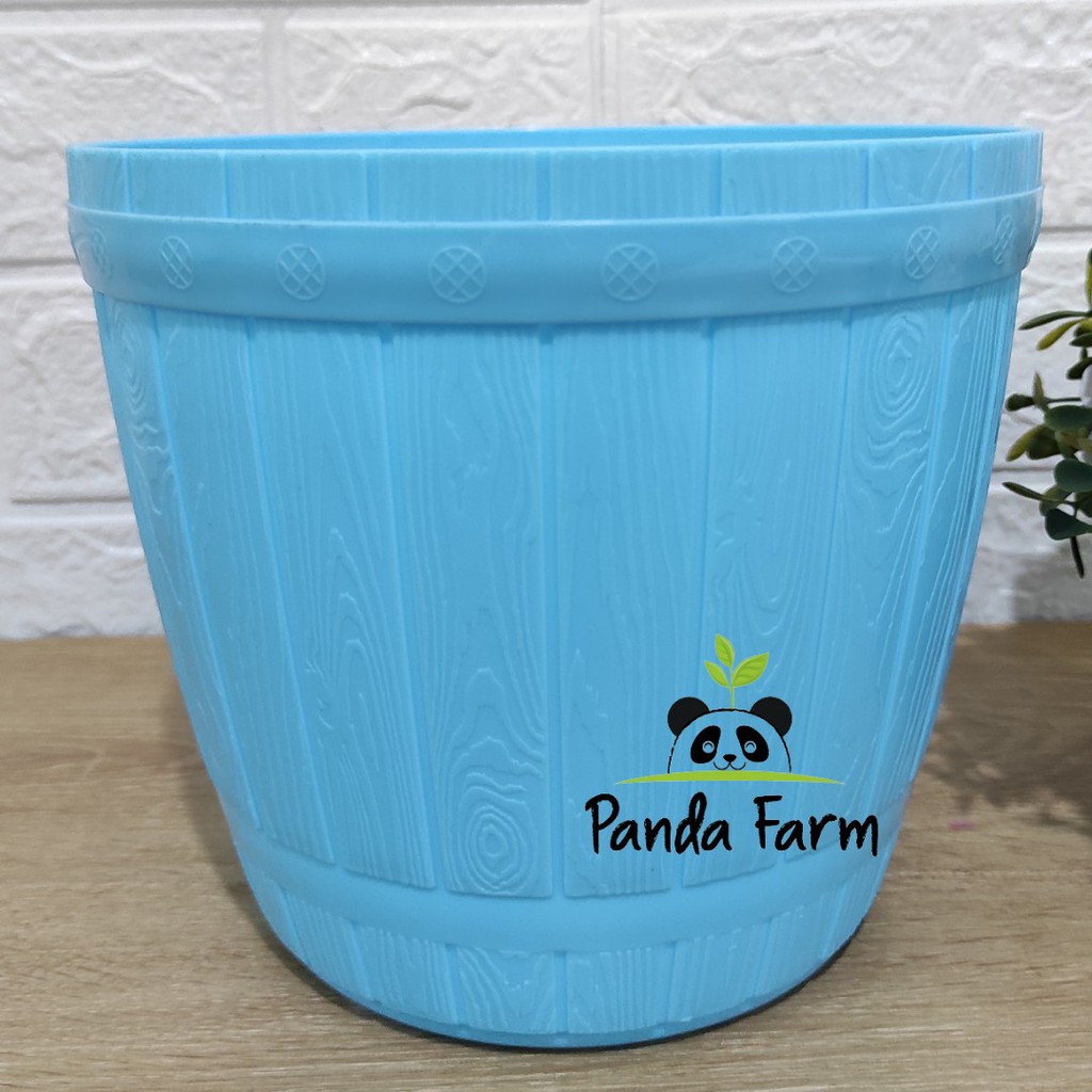 Jual Pot bunga motif gentong kayu 22 - Biru | Shopee Indonesia