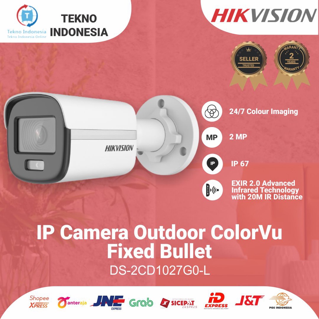 Jual Hikvision DS-2CD1027G0-L 2MP IP Camera Outdoor ColorVu Fixed ...
