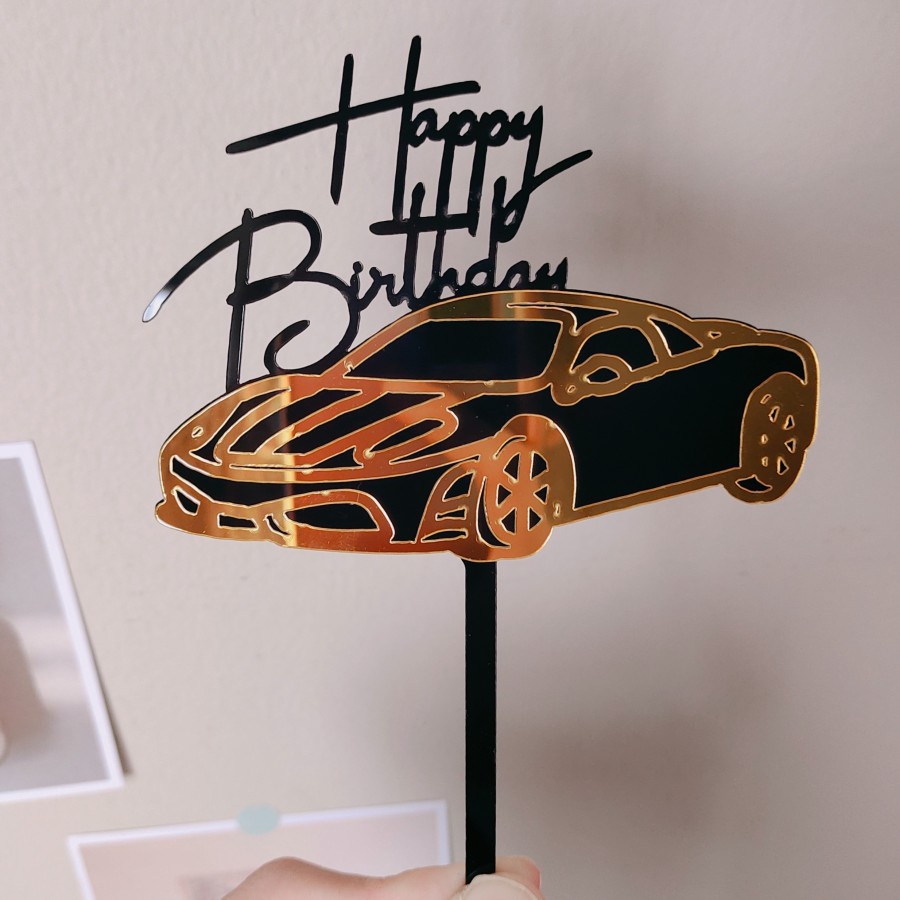 Jual Cake Topper Car Mobil Sport car kue Hitam mix Gold Motorcycle ...