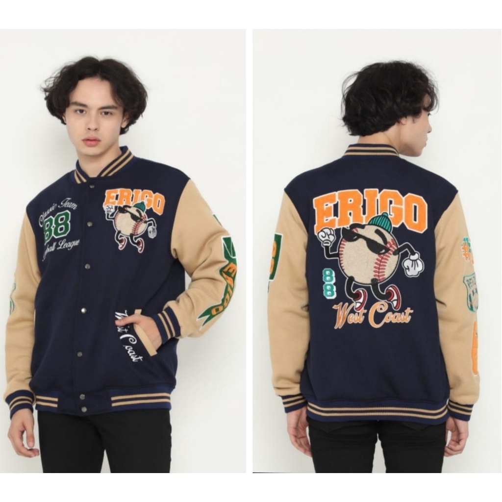 Jual JAKET PRIA - JAKET ERIGO VARSITY - JAKET BOMBER BASEBALL | Shopee ...