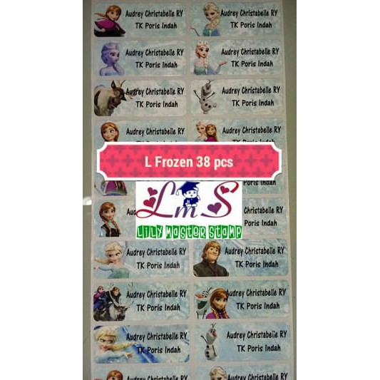 Jual Label Nama Stiker Nama Waterproof Anti Air Size M L Frozen Elsa ...