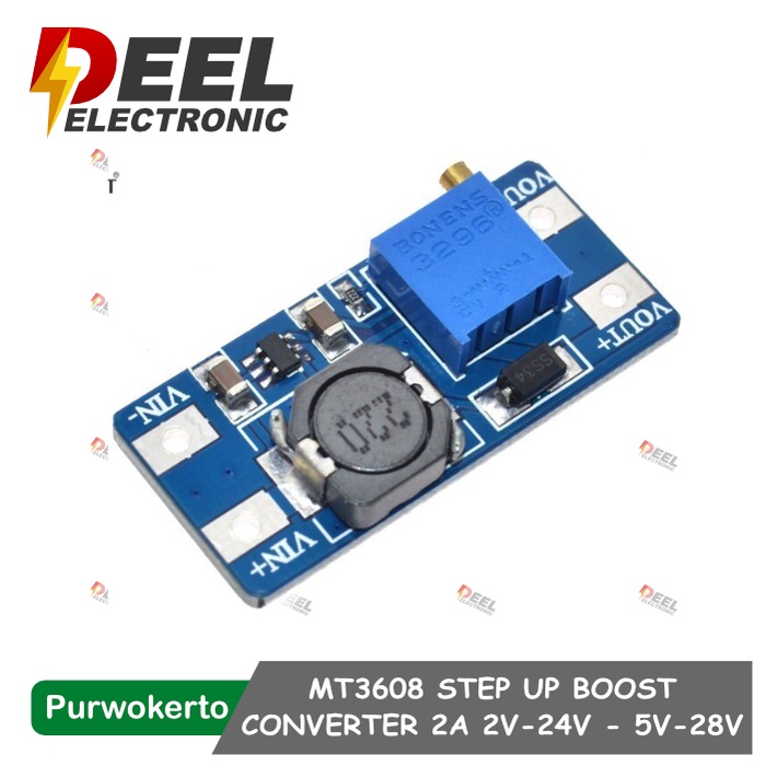 Jual MT3608 STEP UP BOOST CONVERTER 2A 2V-24V TO 5V-28V ADJUSTABLE | Shopee Indonesia