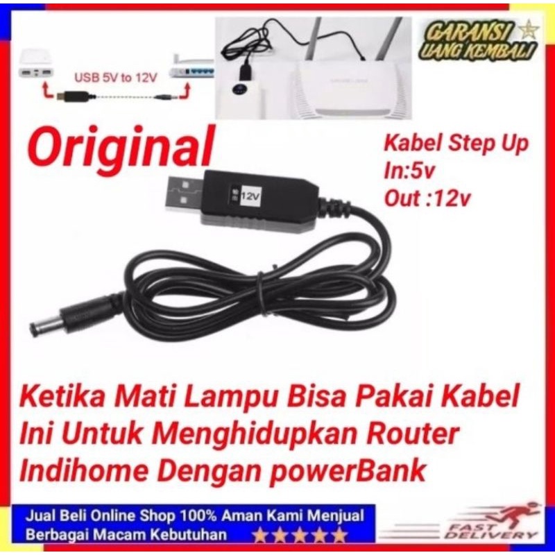 Jual Kabel Step Up USB 5v to 12v DC Power Supply Charger for Modem WiFi ...